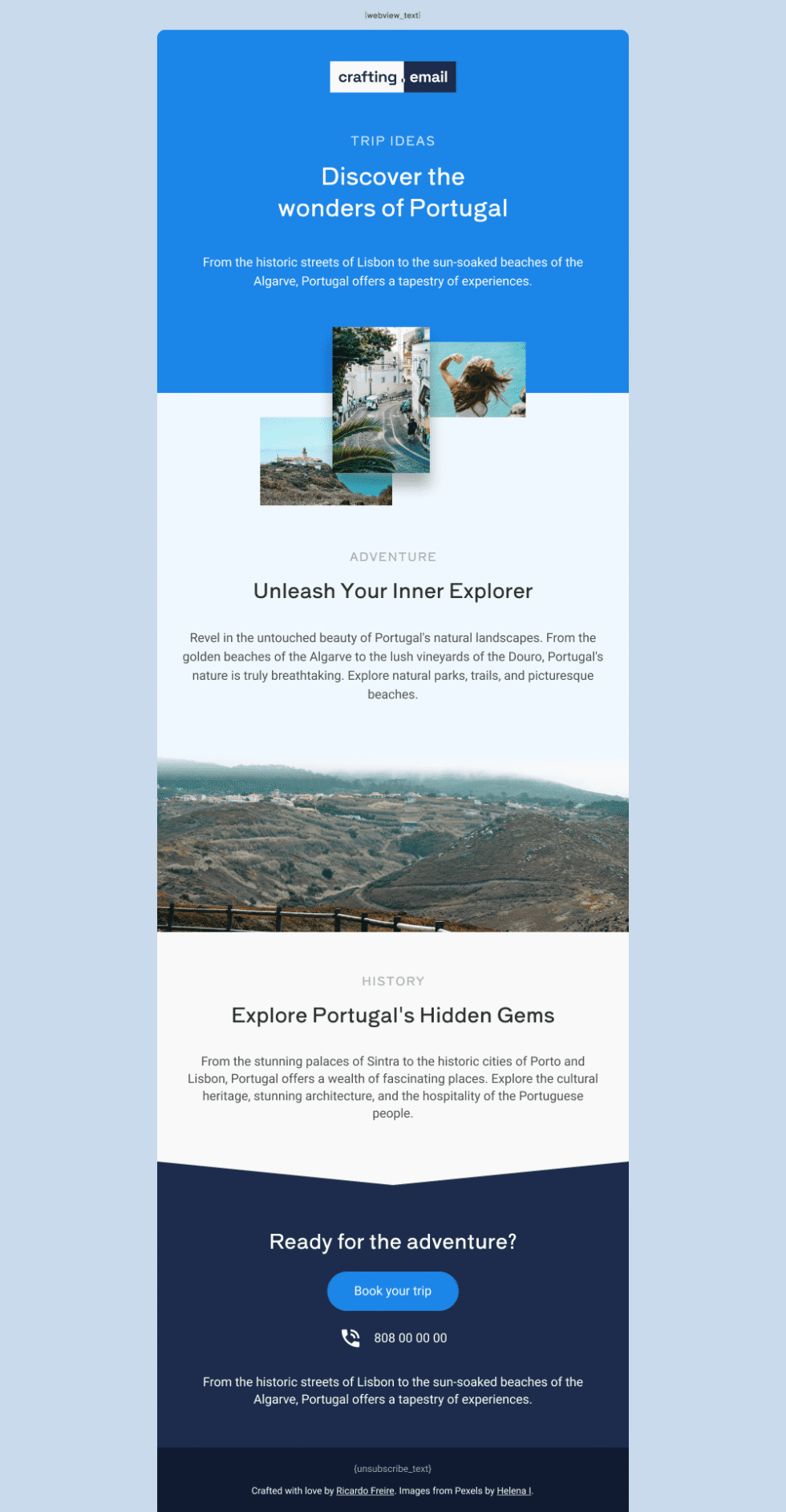 Email Template | Portugal Trip - Crafting.email®